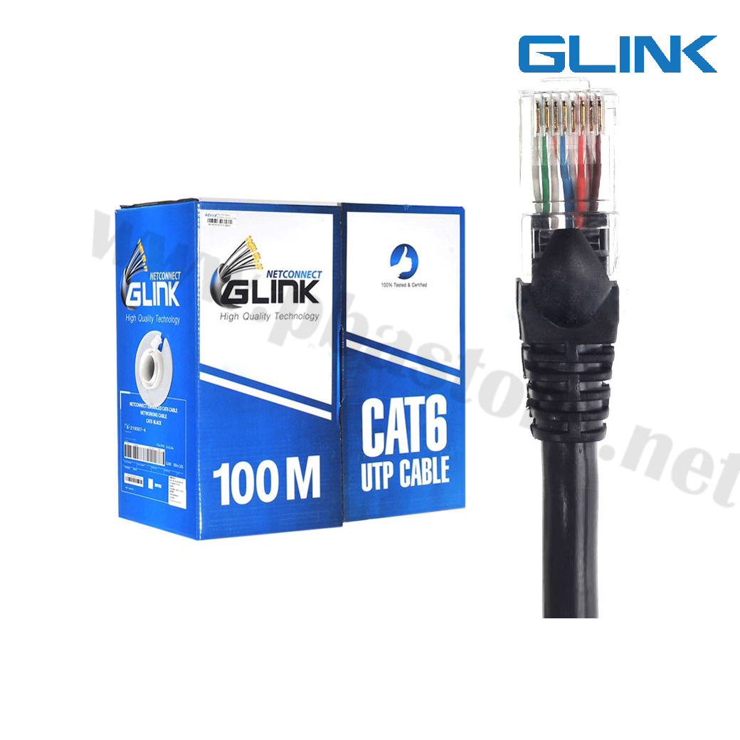 สายแลนสำเร็จ CAT6 UTP Cable Outdoor (100m/Box) GLINK รุ่น GL6002 ใช้สำหรับเชื่อมต่อระบบเครือข่าย ...